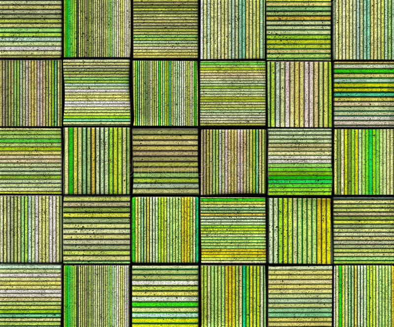 3d Abstract Striped Tile Backdrop in Green Yellow Stock Illustration ...