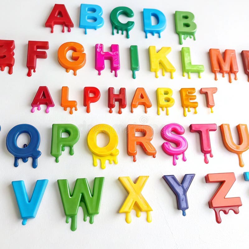 3D Alphabet with Melting Colorful Paint Isolated on White Background ...
