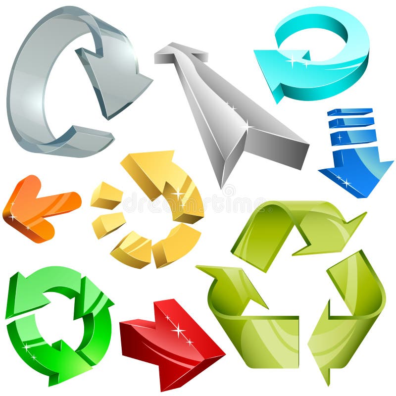 3D Arrow Signs stock vector. Illustration of shape, turning - 12655683