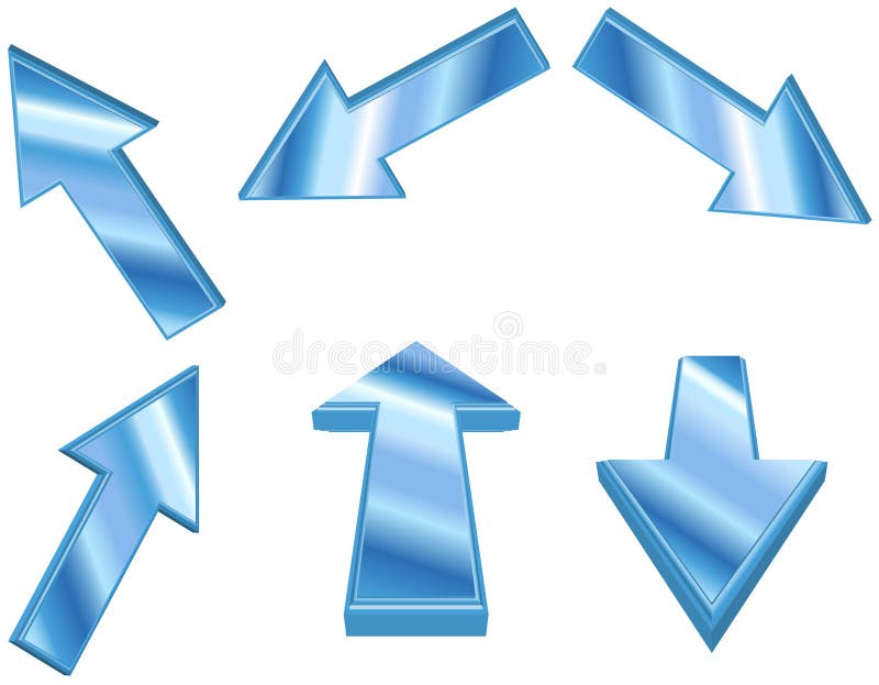 3D arrows blue metallic stock vector. Illustration of goal - 22822144