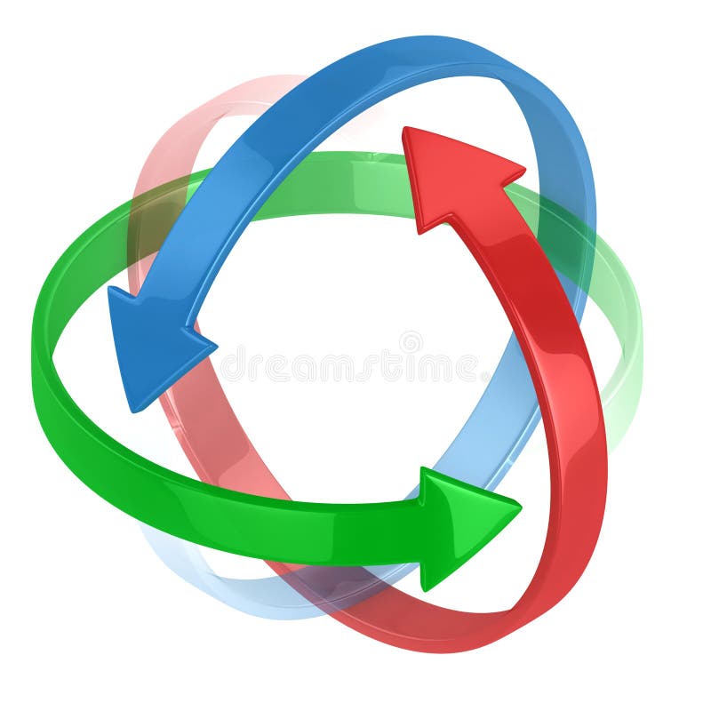 Colorful Arrows Forming Circle - Cycle 3d Concept Stock Illustration ...