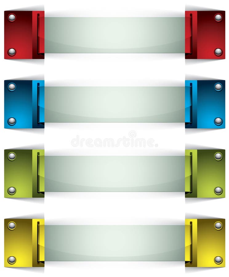 3d Banners with Buttons and Glass. Stock Vector - Illustration of ...