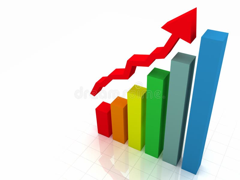 3D Bar Graph w/Arrow stock illustration. Illustration of business ...