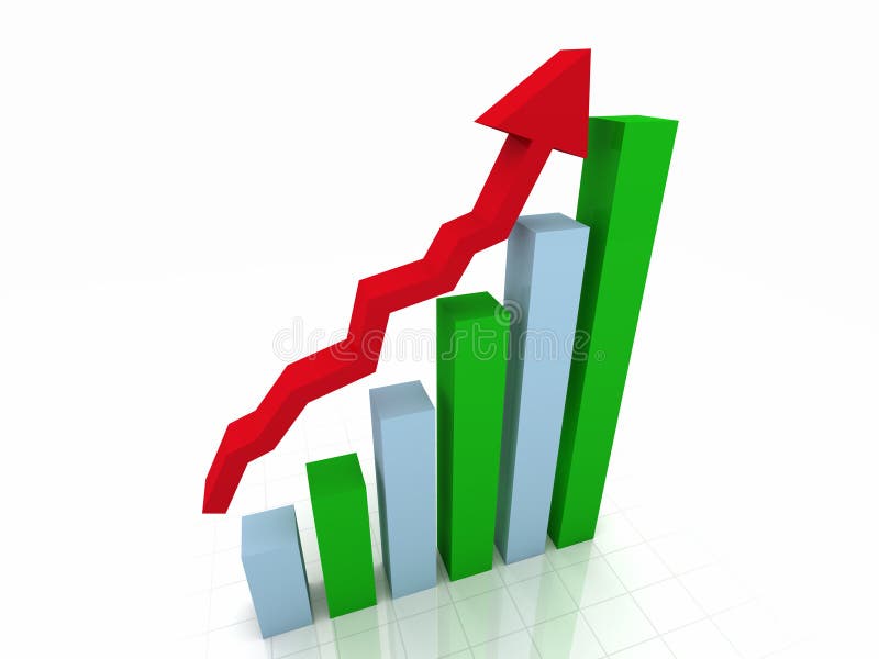 3D Bar Graph w/Arrow stock illustration. Illustration of jobs - 12780959