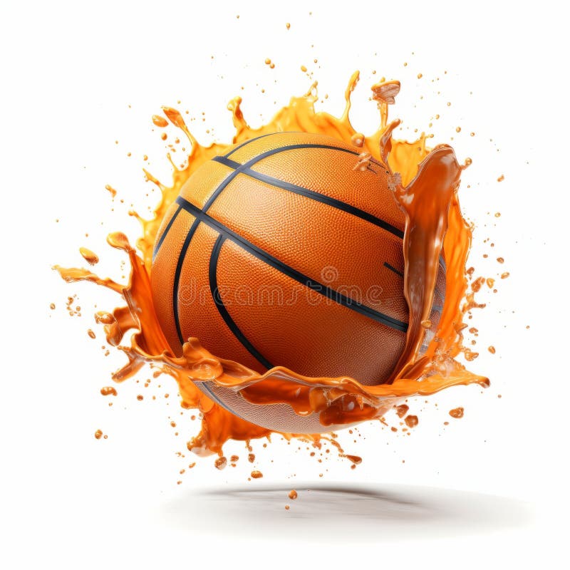 3d Basketball Ball Splashing on White Background Stock Illustration ...