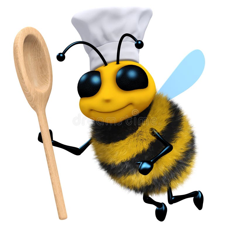 3d Bee chef with spoon stock vector. Illustration of hive - 38169178