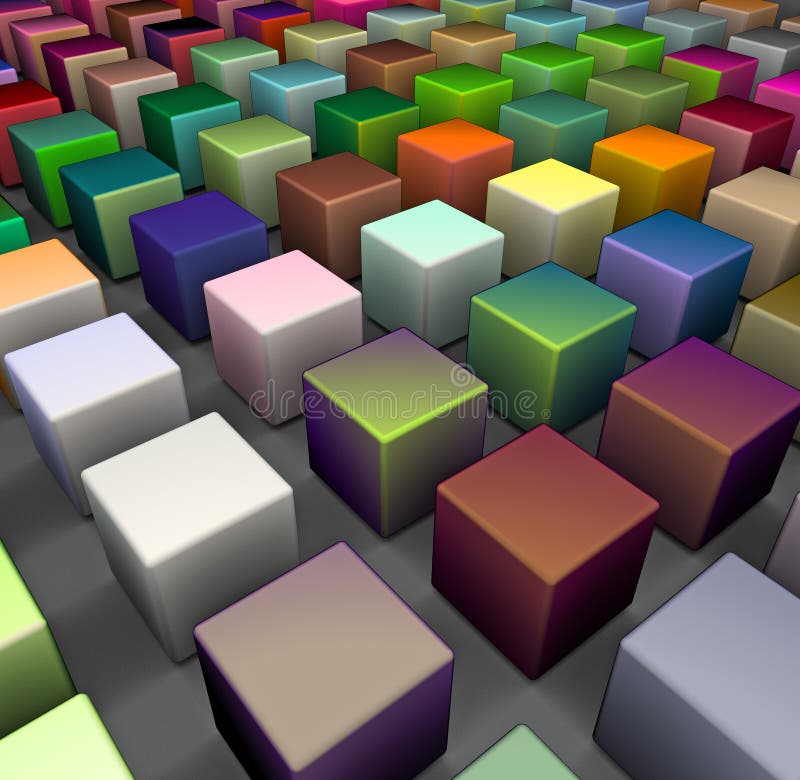 3d Beveled Cubes in Multiple Bright Colors Stock Illustration ...