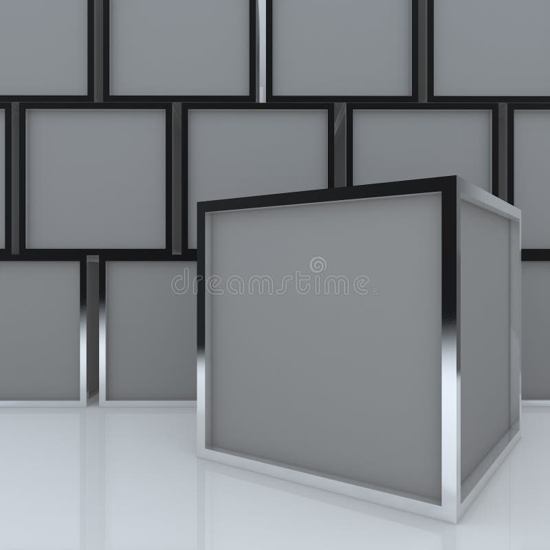 3D Blank Abstract White Box Display Stock Illustration - Illustration ...