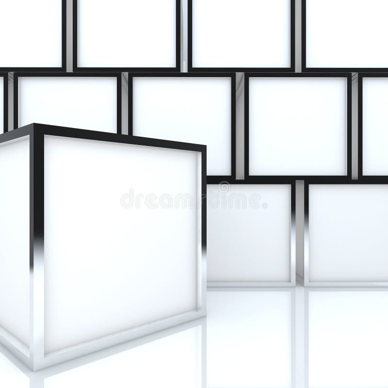 3D Blank Abstract White Box Display Stock Illustration - Illustration ...