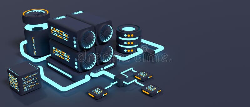 3D Blockchain Concept. 3D Cryptocurrency. Platform Creation of Digital ...