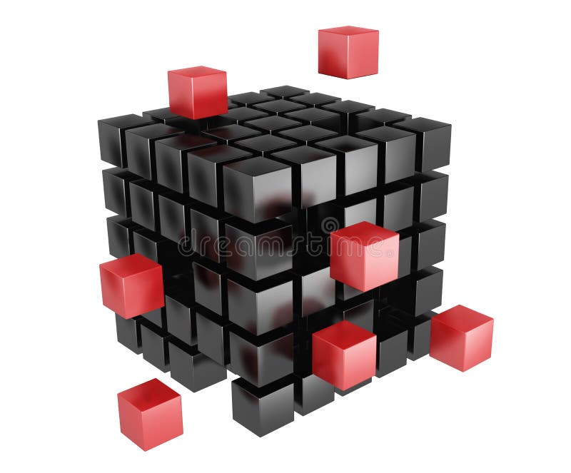 3d Blocks Red and Black Color. Stock Illustration - Illustration of ...