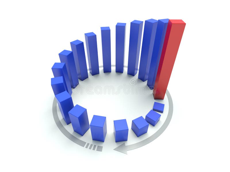 3D blue circular graph stock illustration. Illustration of money - 15784362