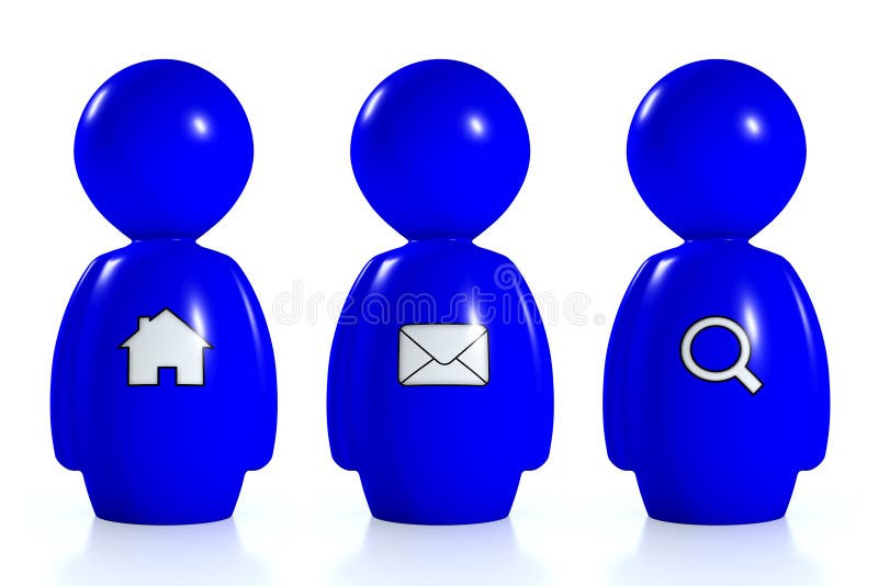 3d Blue Humans with Web Symbols Stock Illustration - Illustration of ...