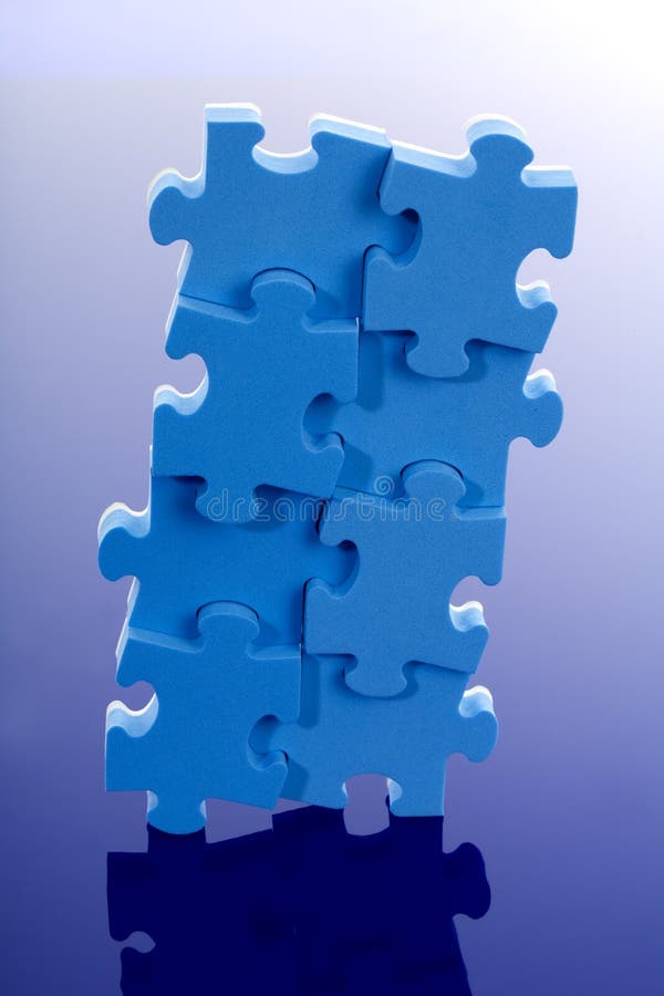 3D blue puzzle stock photo. Image of teamwork, assemble - 13652714