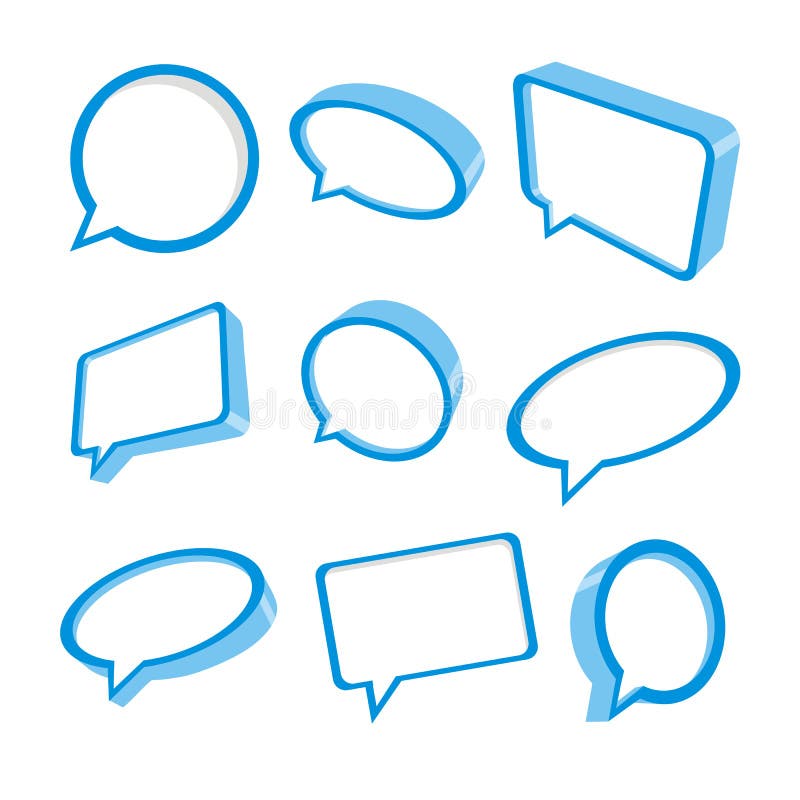 Blank Empty White Speech Bubbles on Blue Backgroun Stock Vector ...