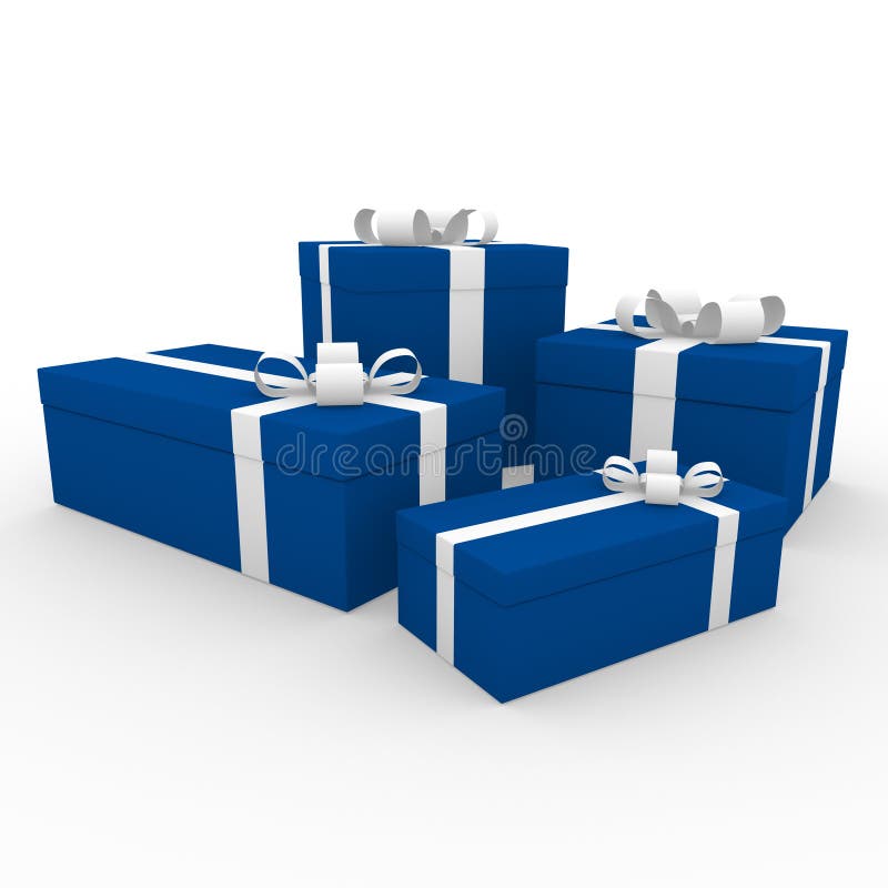 3d blue white gift box stock illustration. Illustration of card - 16793952