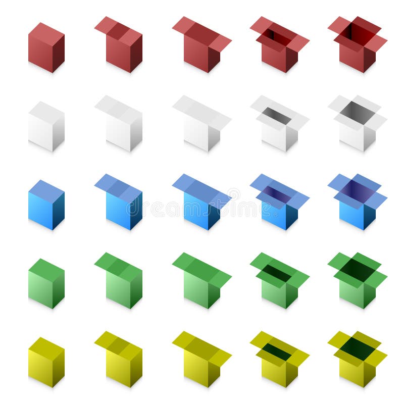 3D Box Close To Open (Step by Step) Stock Vector - Illustration of ...