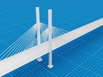 3D Bridge, Blueprint 3d Concept Stock Illustration - Illustration of ...