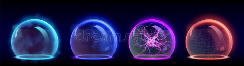 3d Bubble Shield with Energy and Thunder Effect Stock Vector ...