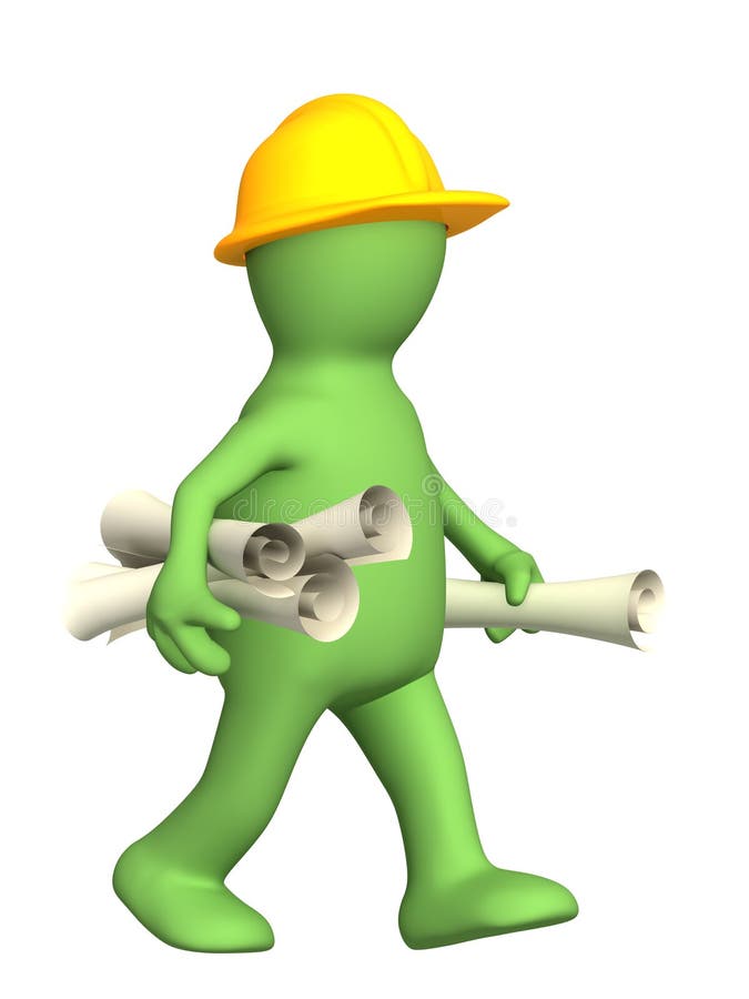 3d Puppet - Builder, Building a Brick Wall Stock Illustration ...