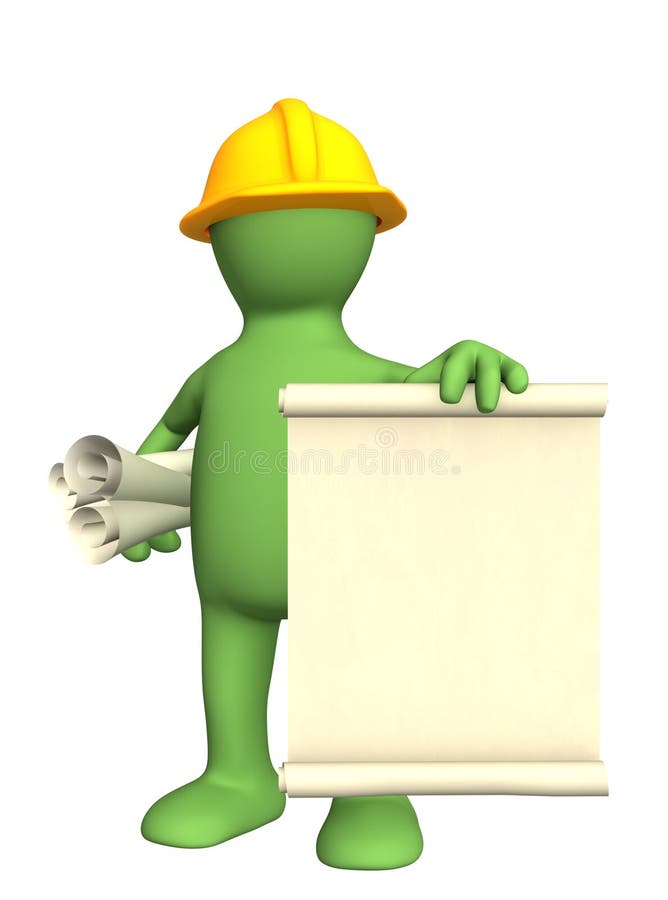 3d Puppet - Builder, Building a Brick Wall Stock Illustration ...