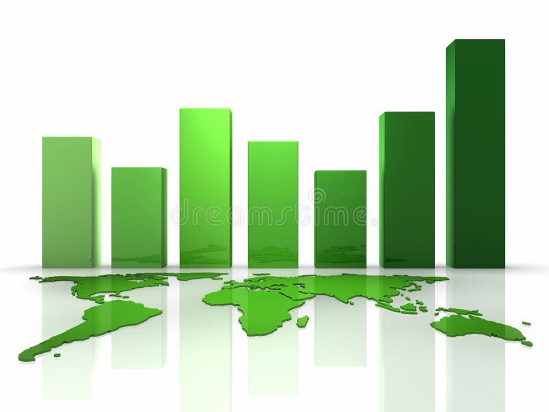 Upward Trending Green Business 3D Bar Graph Stock Vector - Illustration ...