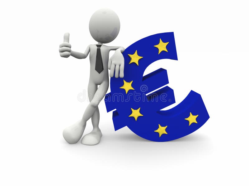 3d Business Man and the Euro Symbol Stock Illustration - Illustration ...