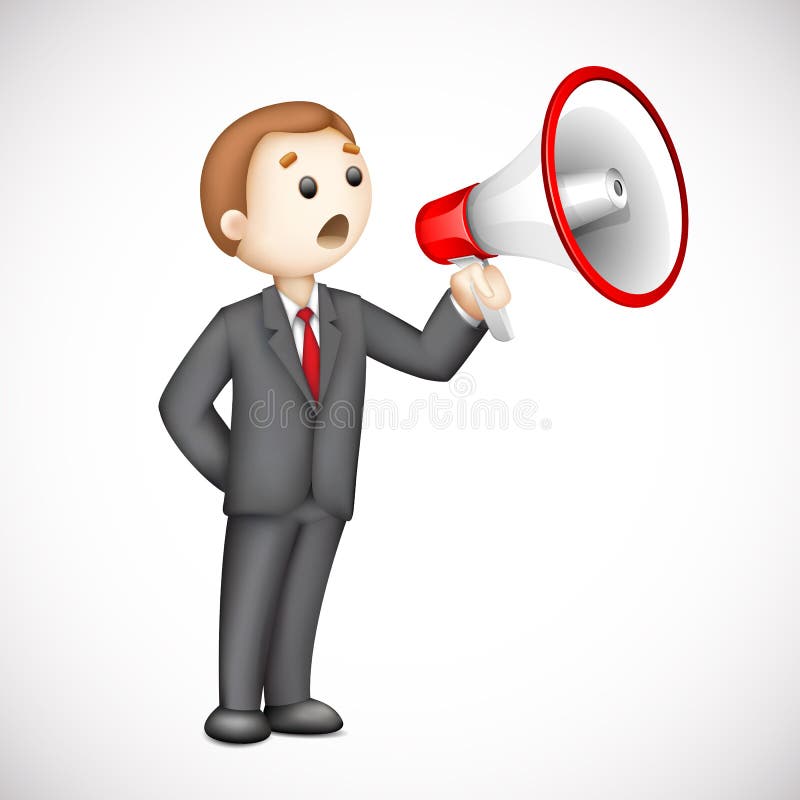 3d Business Man with Megaphone in Vector Stock Vector - Illustration of ...