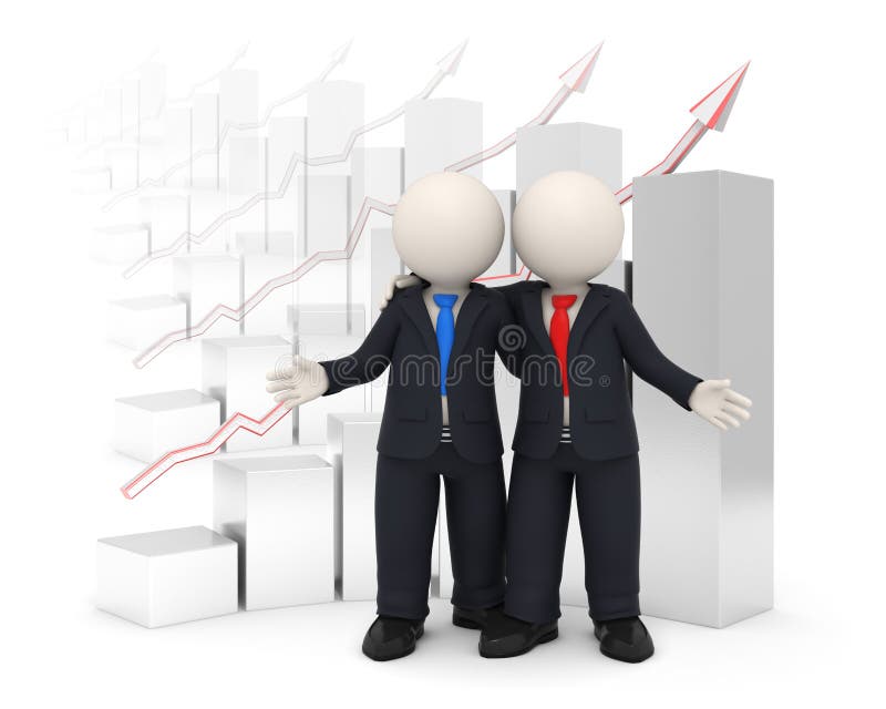 3d Business Partners in Front of Financial Graph Stock Illustration ...