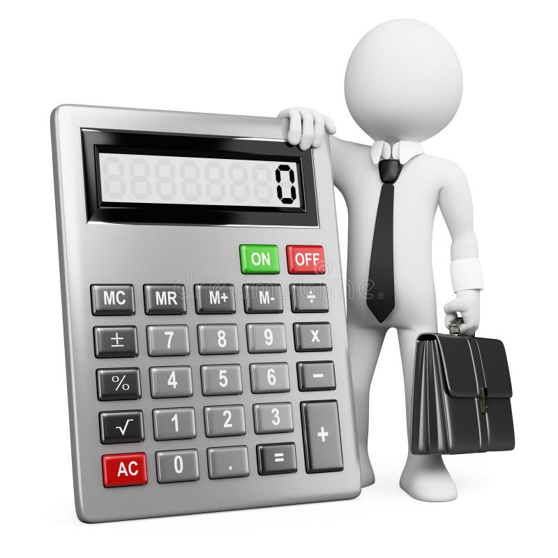 3d Business White People. Calculator. Stock Illustration - Illustration ...