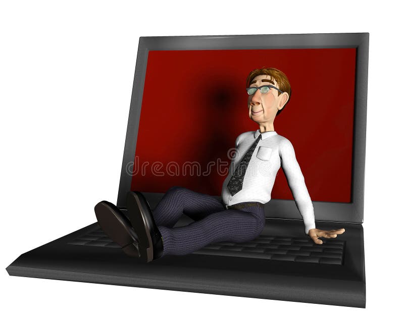 3d Businessman Laptop Cartoon Stock Illustration - Illustration of ...