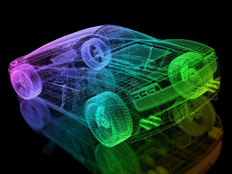 3d car wire stock illustration. Illustration of engineering - 25896332