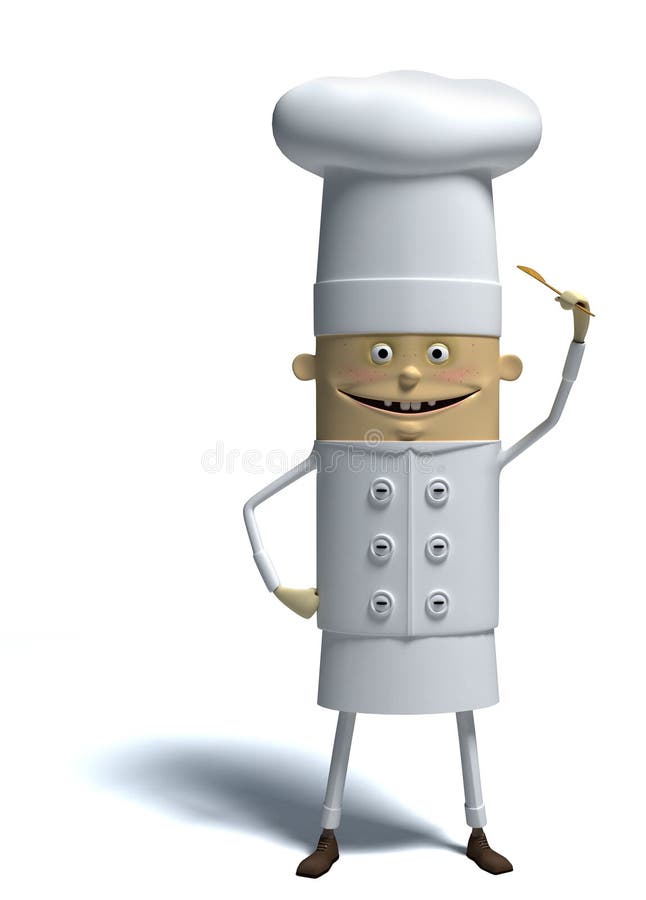 Little 3d Cartoon Cook Chef on a White Background Stock Illustration ...
