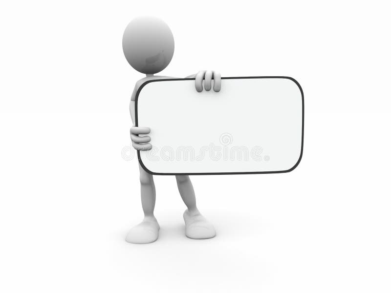 3d Cartoon Man with Blank Board that You Can Inser Stock Illustration ...