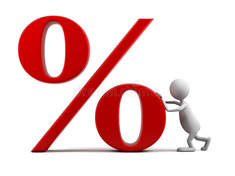 3d Cartoon Man with Percent Symbol. Stock Illustration - Illustration ...