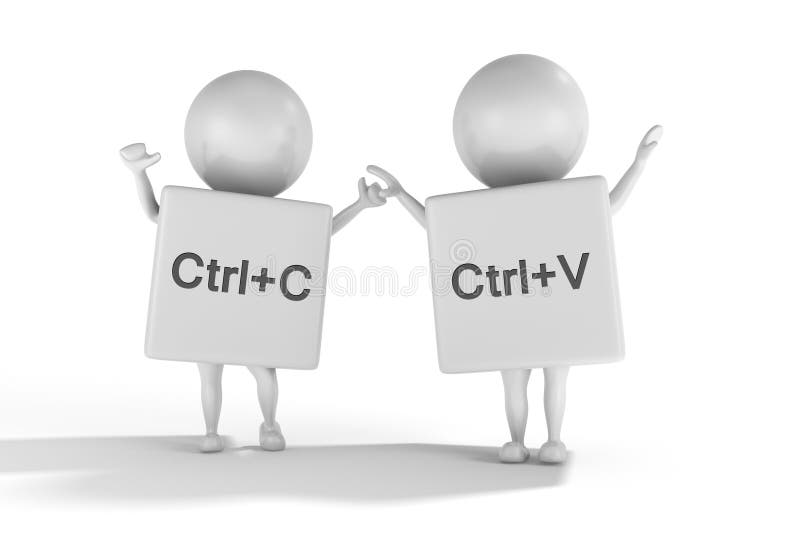 3d Cartoon Men with Keyboard Shortcut Stock Illustration - Illustration ...