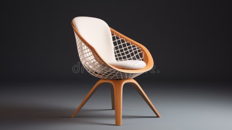 3d Chair with Wooden Legs and White Mesh in Infinity Nets Style Stock ...