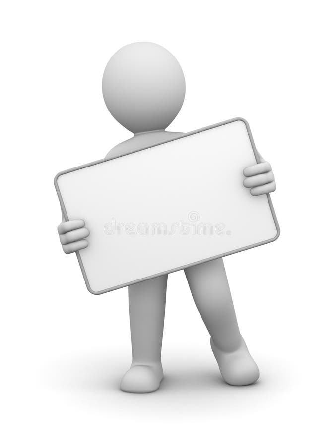 3d Cartoon Man with Blank Board that You Can Inser Stock Illustration ...