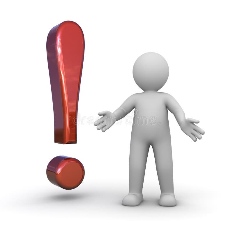 3d Little Man is Shocked of the Exclamation! Stock Illustration ...