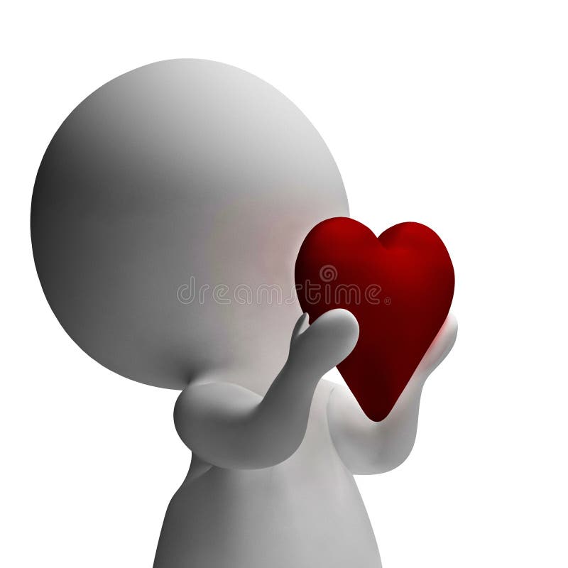 3d Character Holding Heart Showing Love and Valentines Stock ...