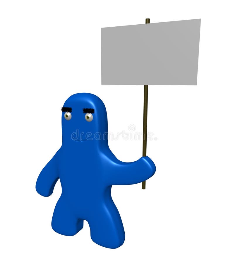 3d Character Holding Sign stock illustration. Illustration of character ...