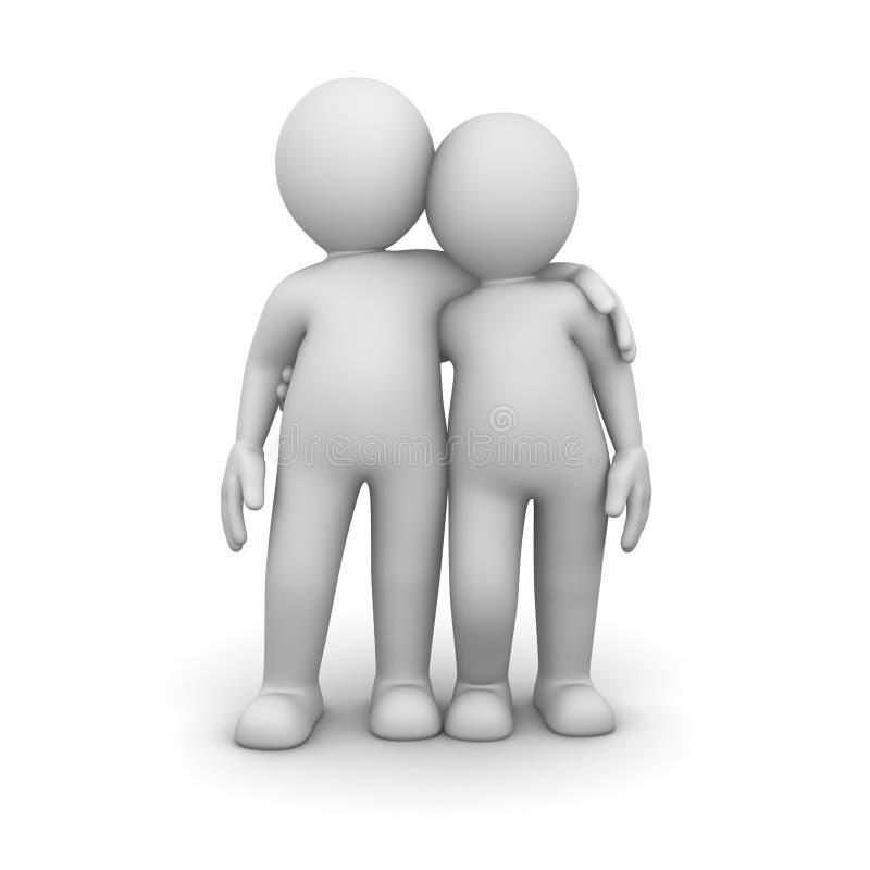 Two Friends Having Fun - a 3d Image Stock Illustration - Illustration ...