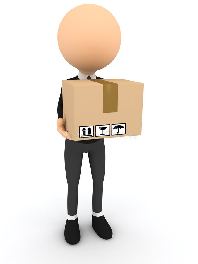 3d White Character with Box and Coming Out Arrows Stock Illustration ...