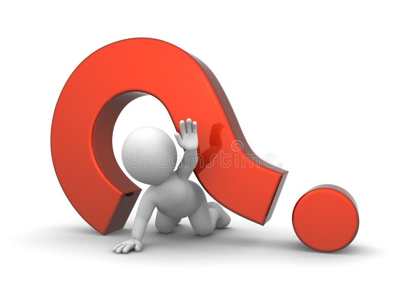 3d Confused Person between Question Mark Symbols Stock Illustration ...