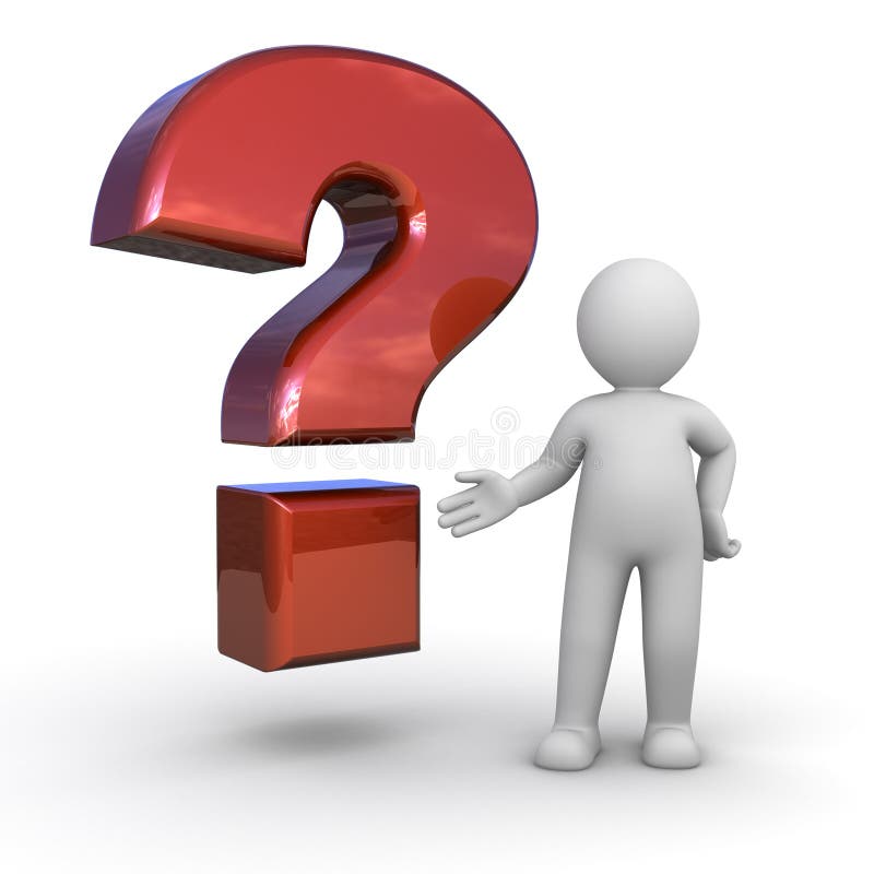 3D Man with Red Question Mark Stock Illustration - Illustration of ...