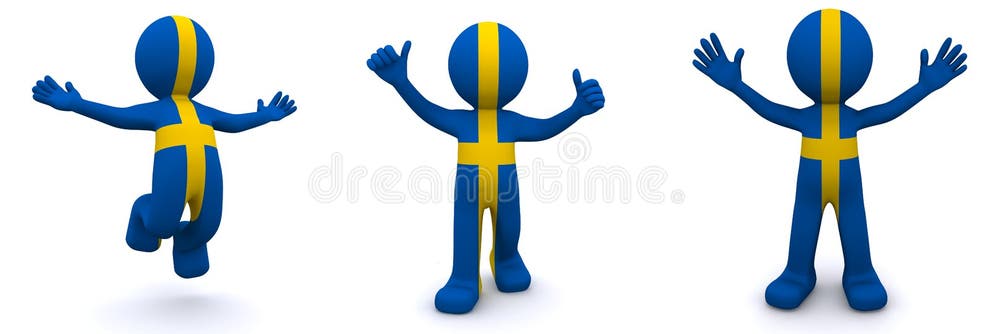 3d Character Textured with Flag of Sweden Stock Illustration ...