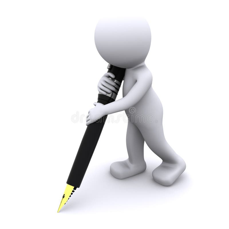 Little 3d Character Write a Card with Big Pen Stock Illustration ...