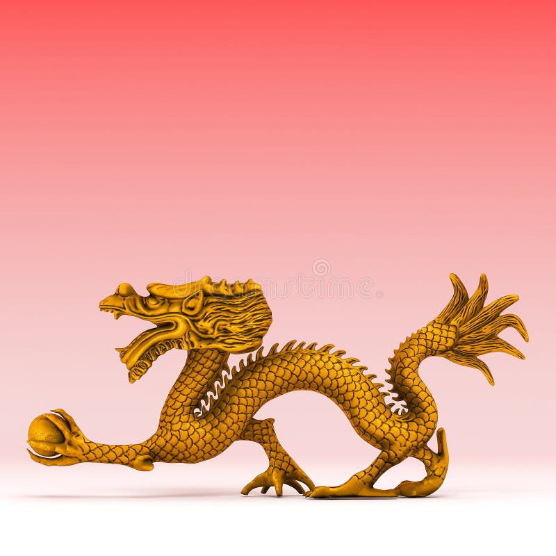 Golden Chinese Dragon Front Stock Illustration - Illustration of golden ...