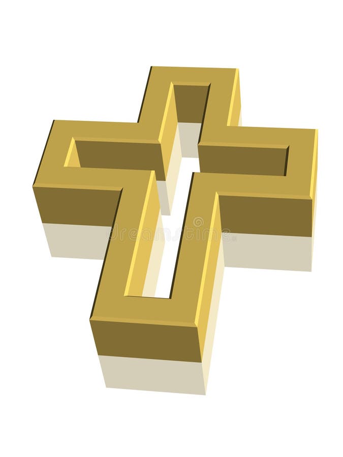 3D Christian Cross Crucifix Stock Illustration - Illustration of yellow ...