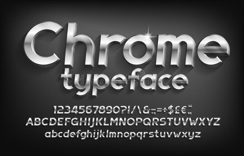 3D Chrome Alphabet Font. Metallic Letters, Numbers and Punctuation with ...
